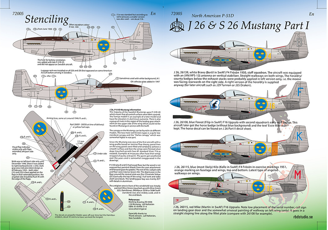 J26 Mustang del 1 - Dekaler flygplan - Dekaler
